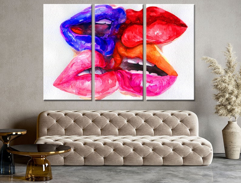 Lips Wall Decor Makeup Wall Art Sets Watercolor Wall Art - Etsy