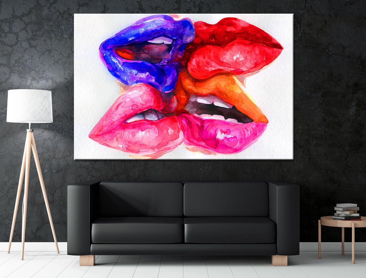 Lips wall decor Makeup wall art sets Watercolor wall art | Etsy