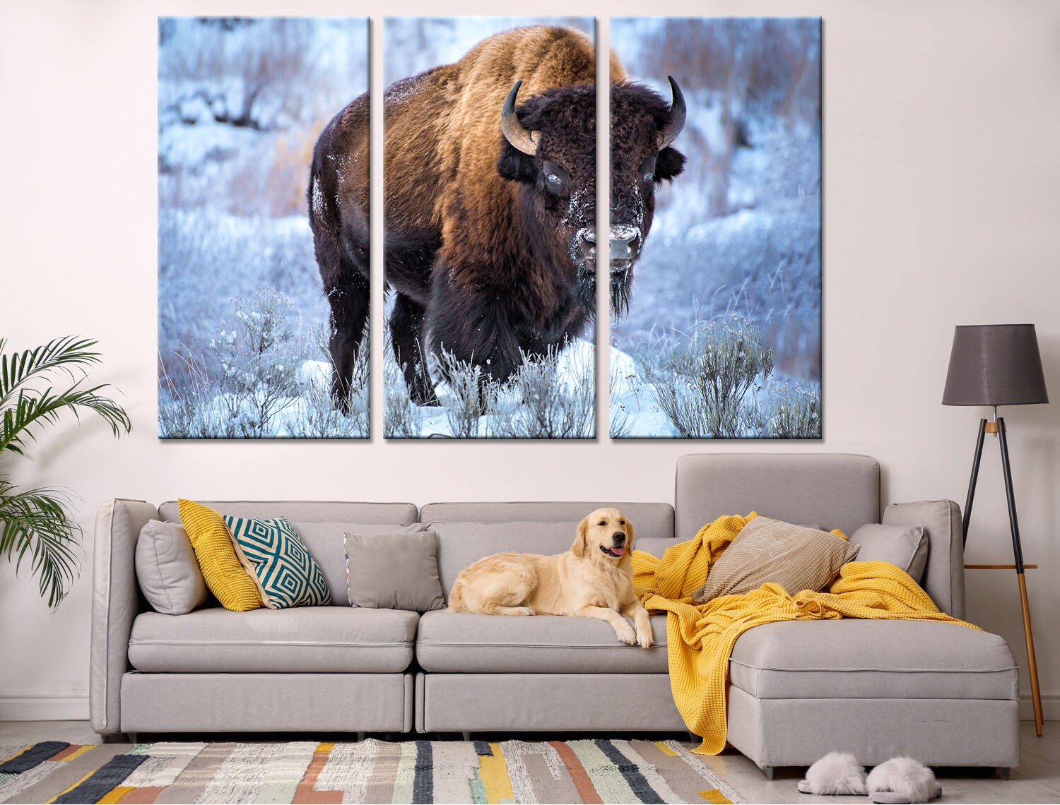 Bison Wall Decor Bison Canvas Bison Art Print Bison Winter | Etsy