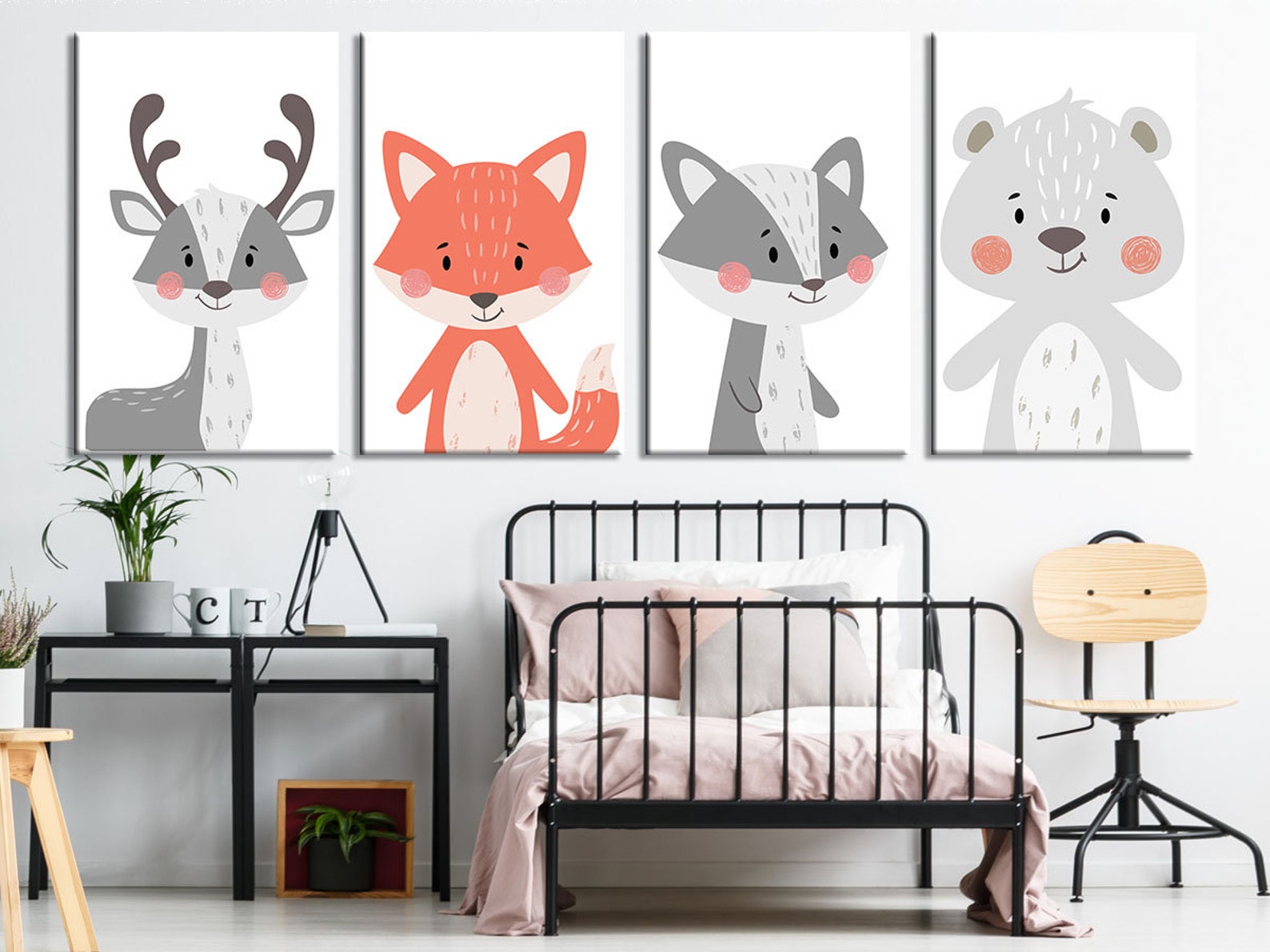 Cute Animal Wall Decor Cute Animal Baby Canvas Baby Animals - Etsy