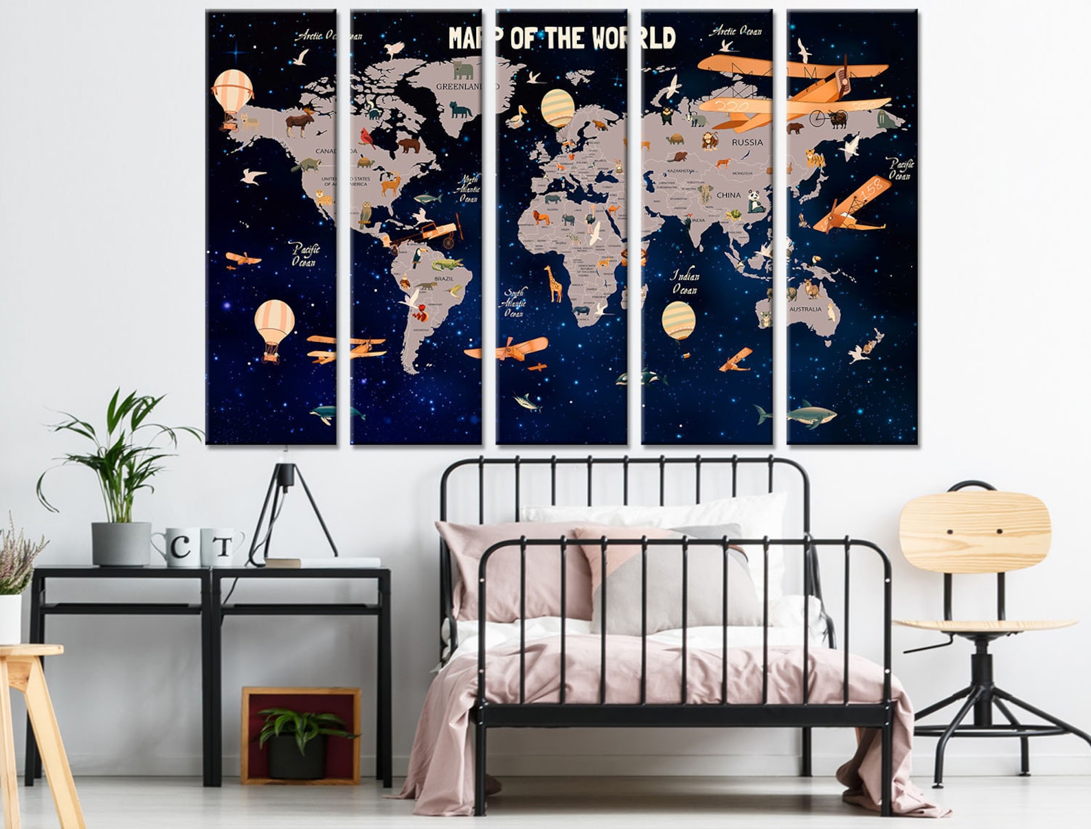 World Canvas Map Poster Cartoon World Map Canvas World Map - Etsy