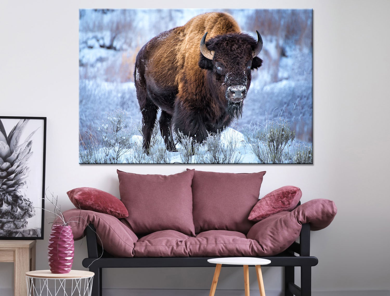 Bison Wall Decor Bison Canvas Bison Art Print Bison Winter | Etsy