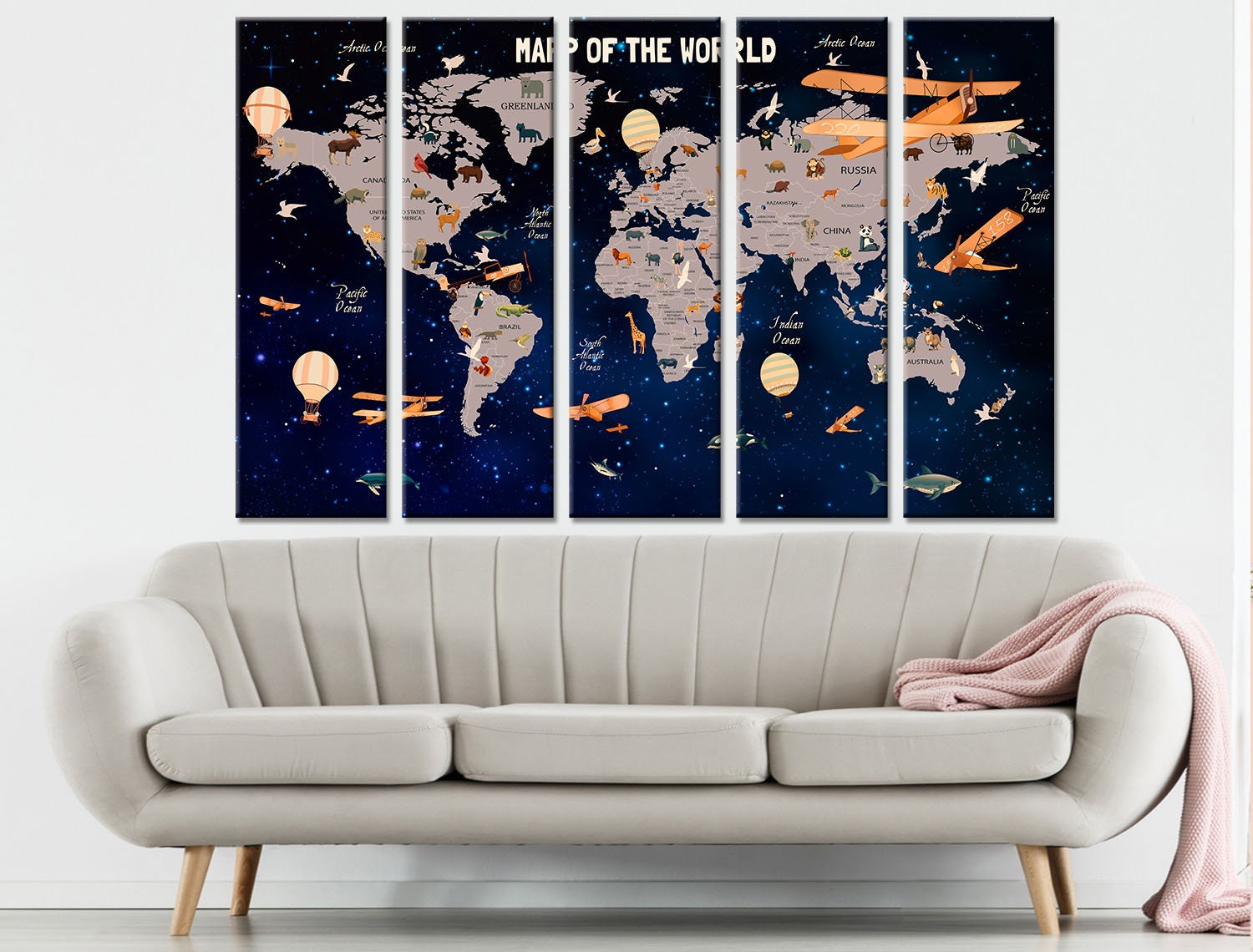 World Canvas Map Poster Cartoon World Map Canvas World Map - Etsy