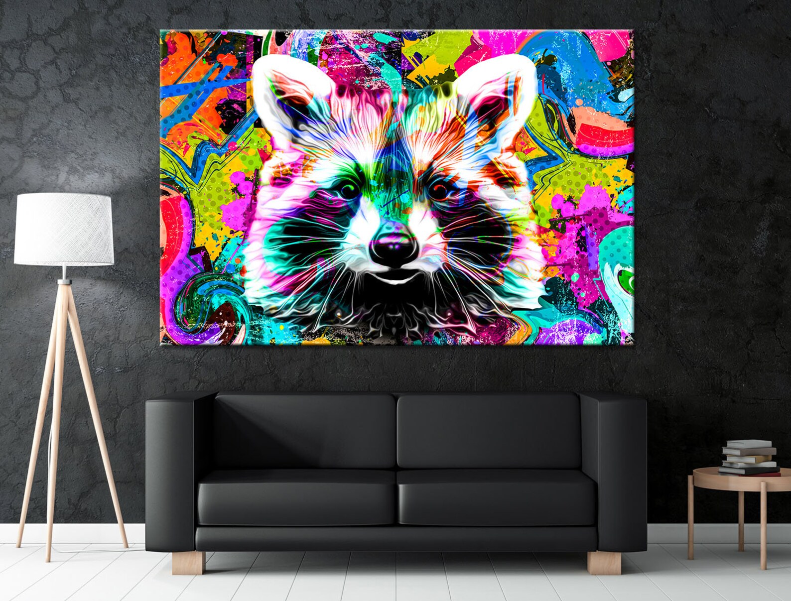 Raccoon Wall Decor Raccoon Collage Canvas Raccoon Colour Art | Etsy