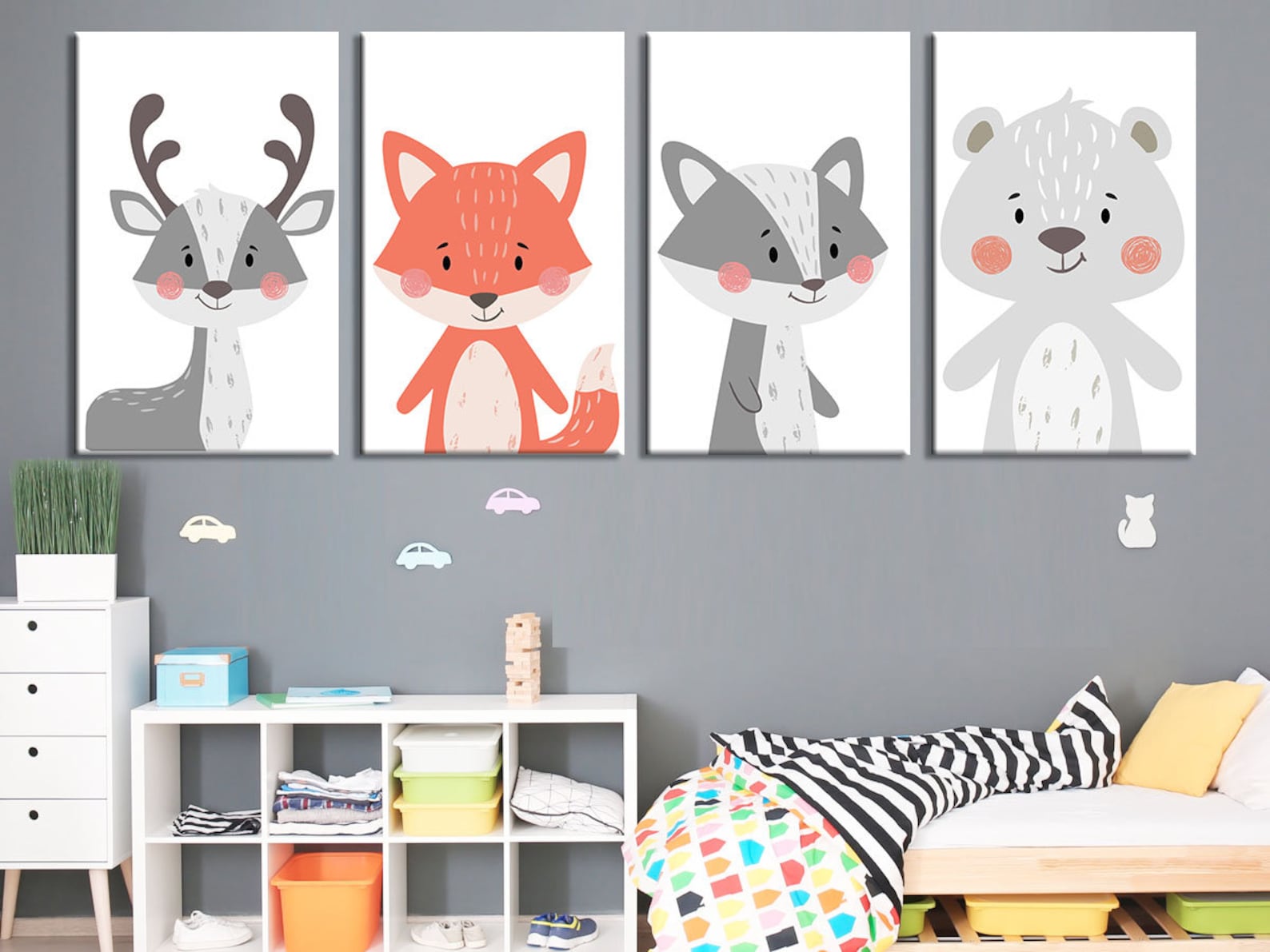 Cute Animal Wall Decor Cute Animal Baby Canvas Baby Animals - Etsy