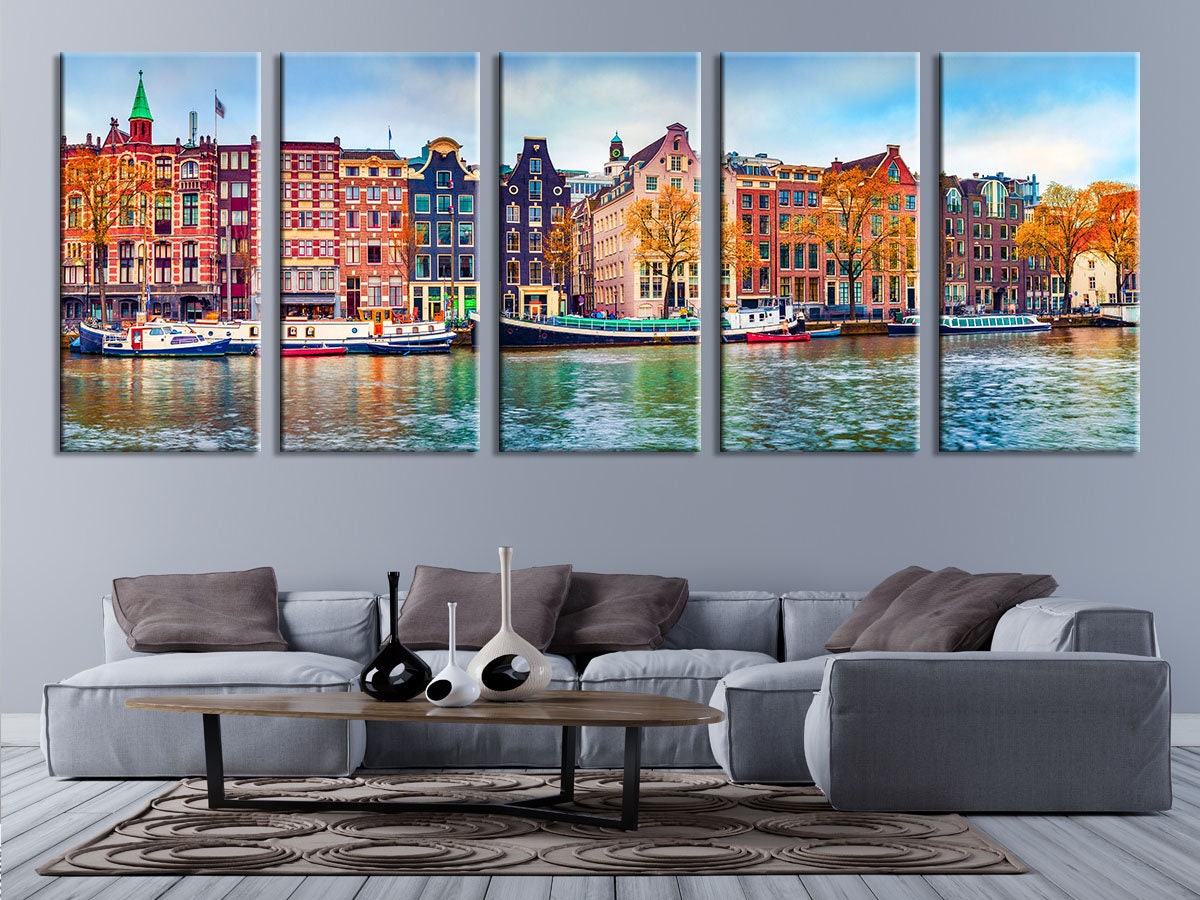 Amsterdam Wall Art Dutch Channels Wall Art Sets Colorful - Etsy