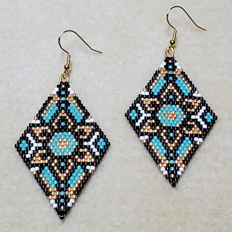 Brick Stitch Beaded Diamond Shaped Earrings, Three Pattern Options ...