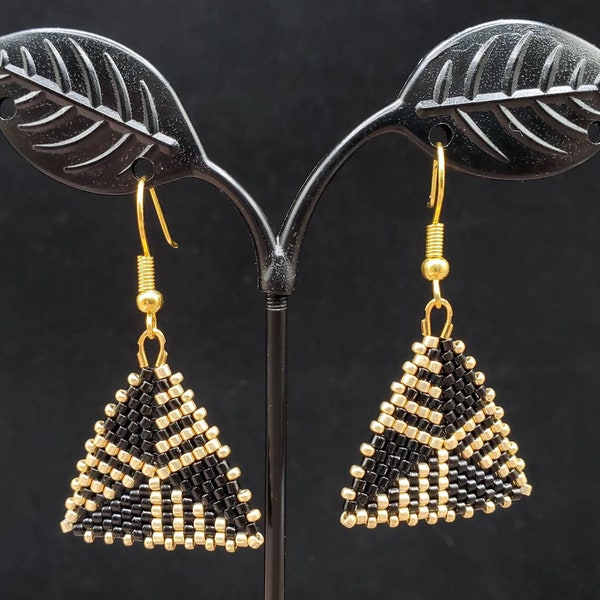 Beaded Triangle Earrings - Etsy