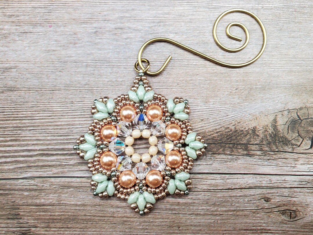 Joyeaux Ornament, Pastel Green, Peach, Cream, and Metallic Champagne ...