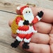 Waving Santa Brick Stitch Ornament, Red and White, Cute Christmas Gift ...