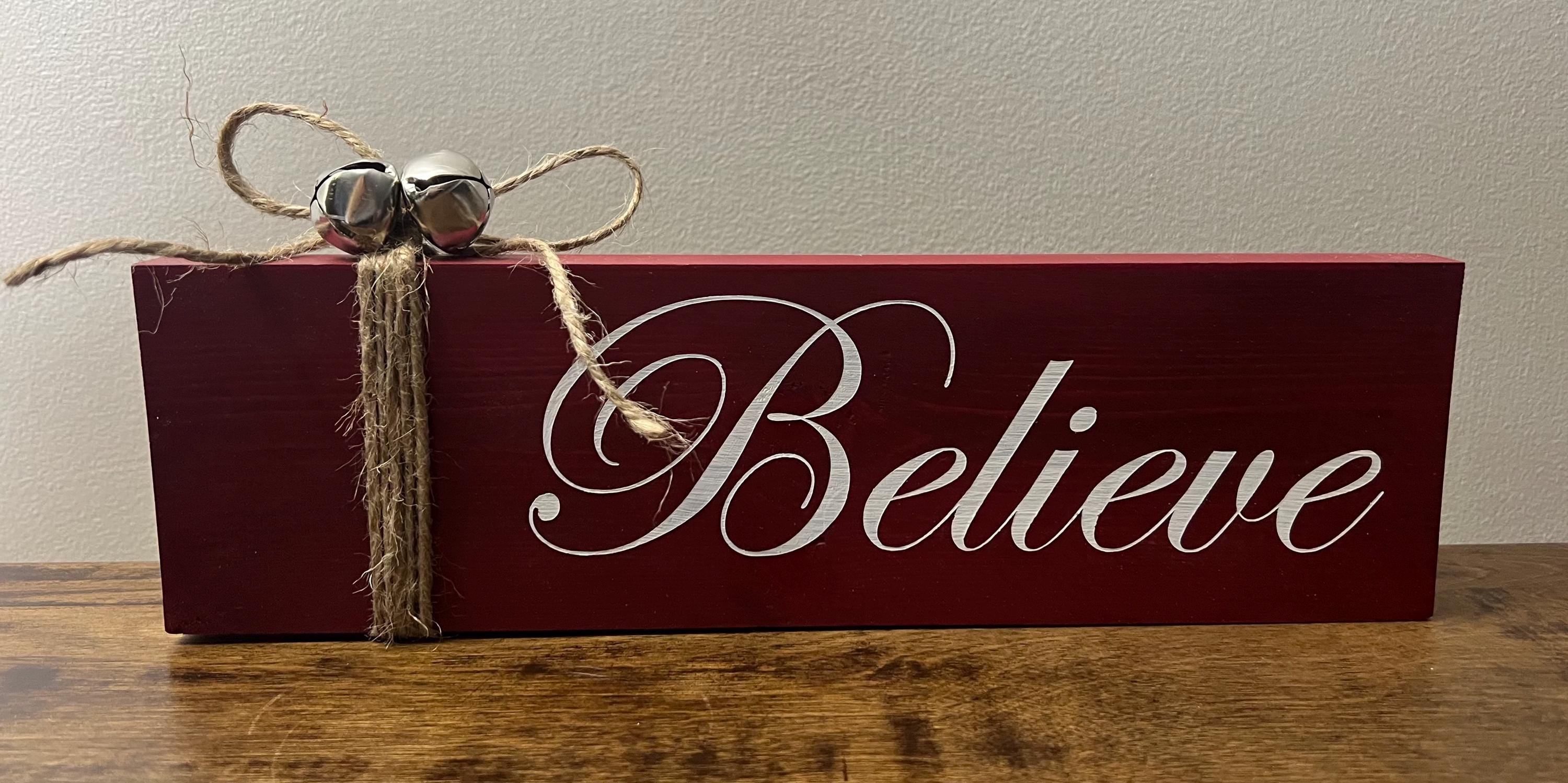Believe Wooden Sign With Bells - Etsy