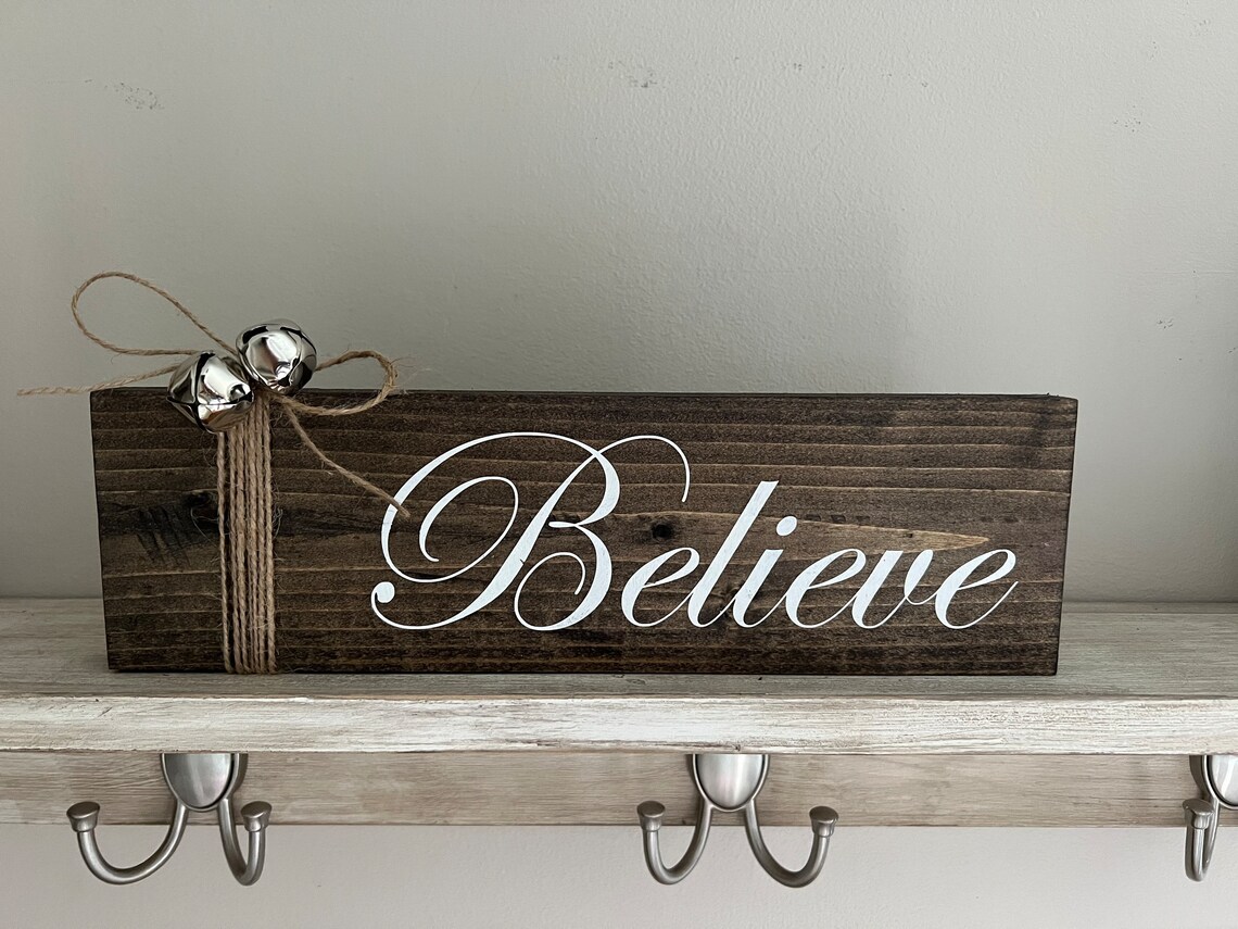 Believe Wooden Sign With Bells - Etsy