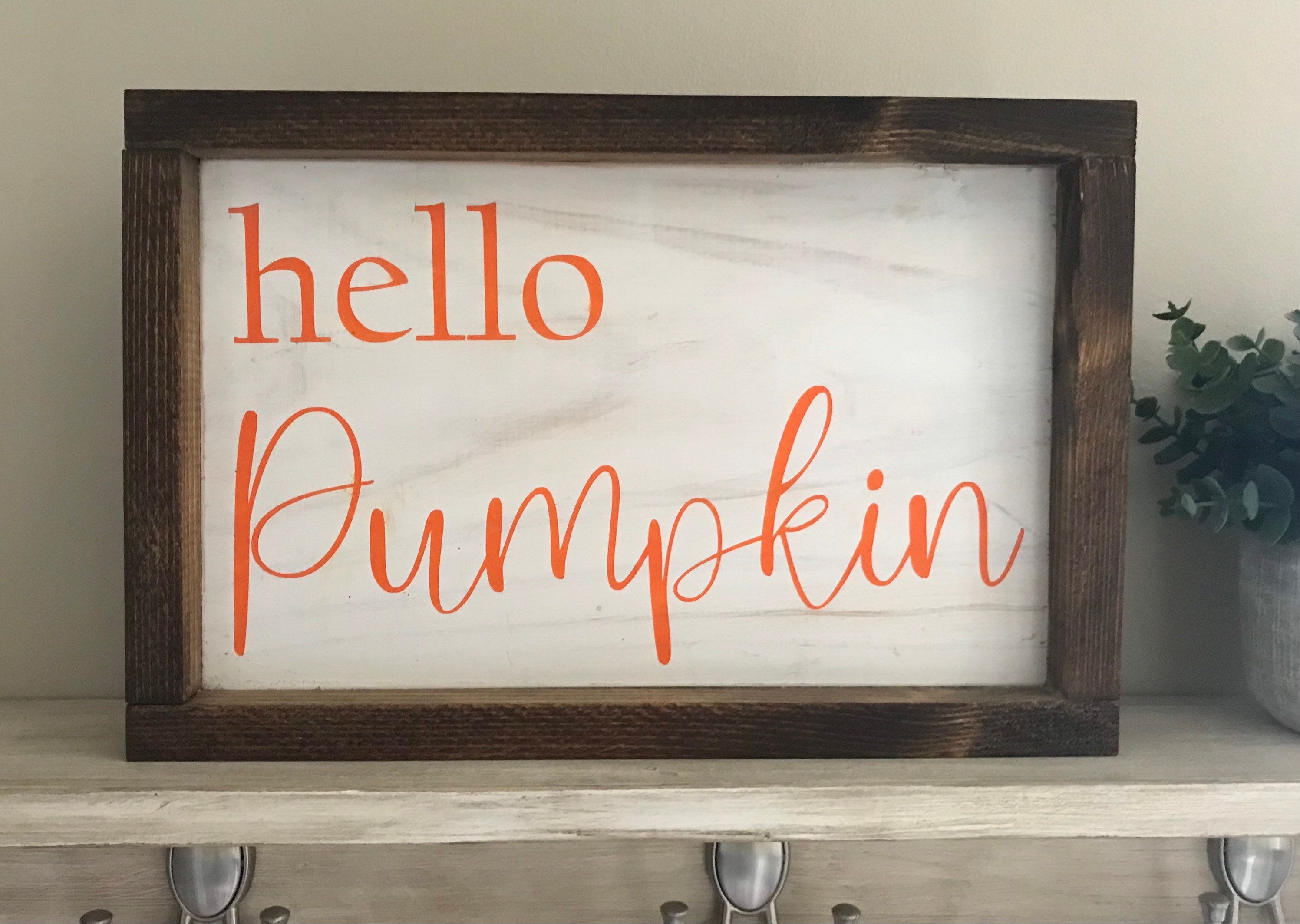 Hello Pumpkin Wooden Sign - Etsy