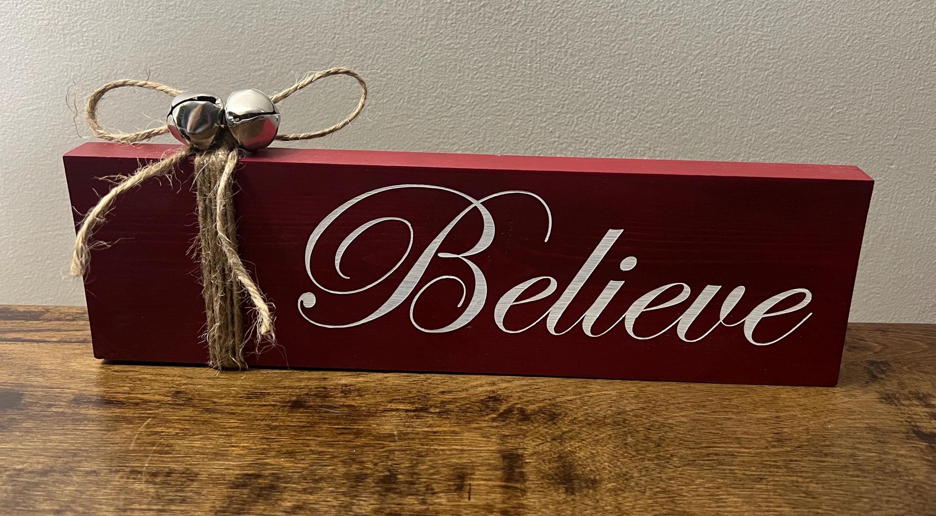 Believe Wooden Sign With Bells - Etsy