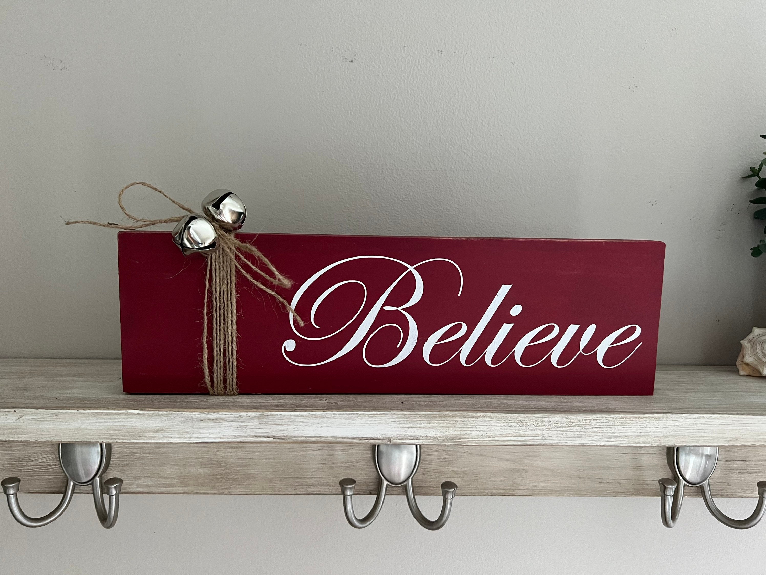 Believe Wooden Sign With Bells - Etsy