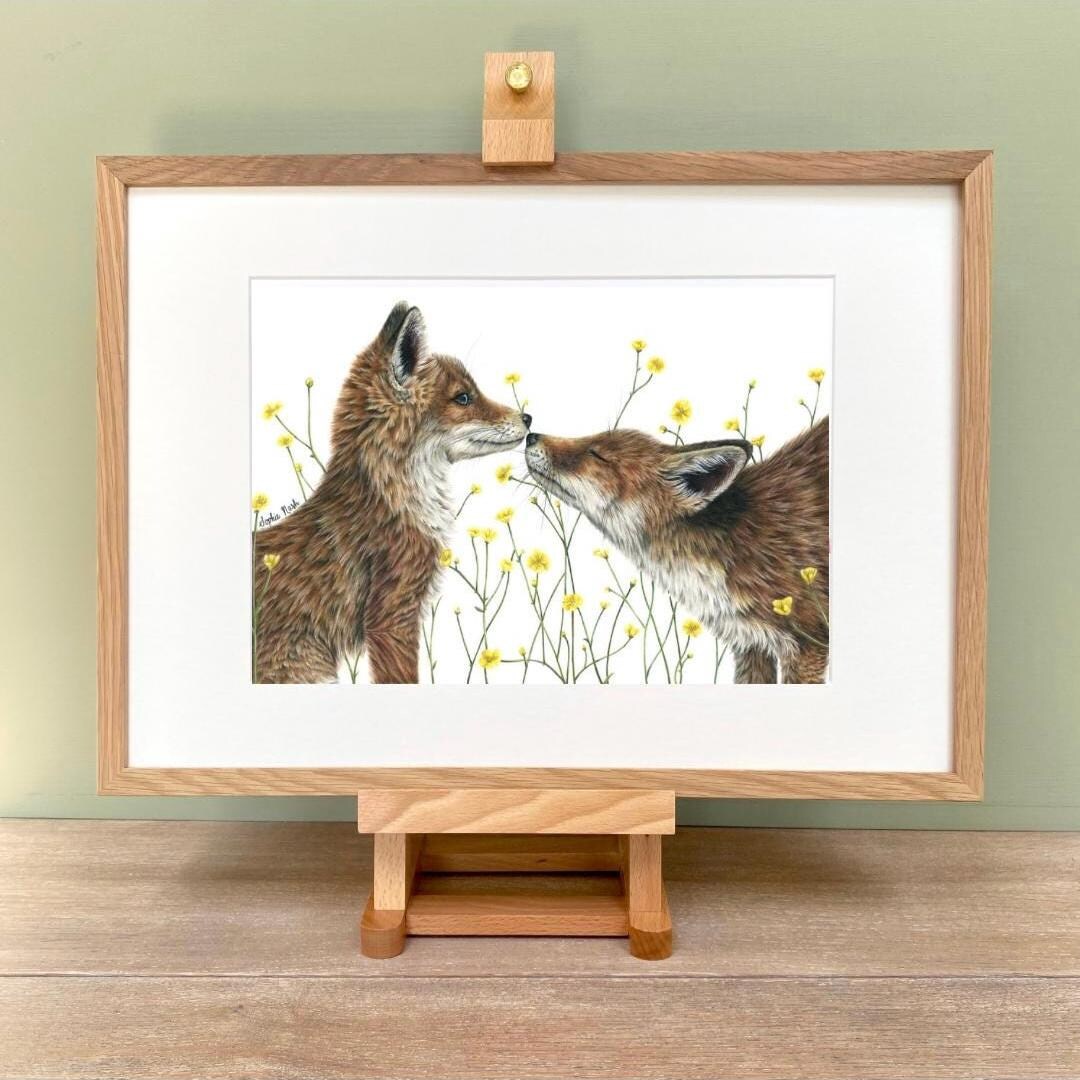 Kissing Foxes Giclée Print: British Wildlife Art, Fox Cubs & Buttercups ...