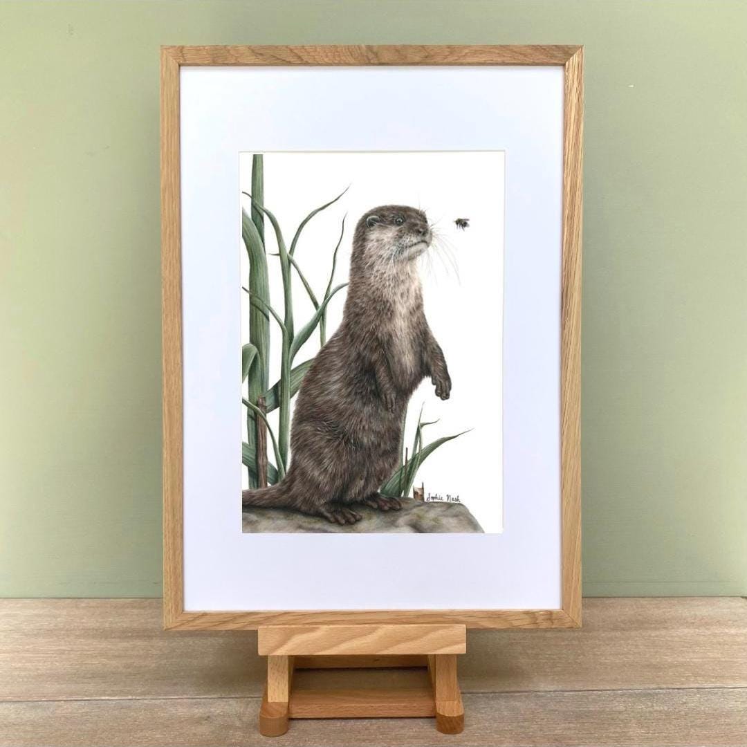 Otter and Bee Giclee Art Print: British Wildlife Wall Art by Sophie ...