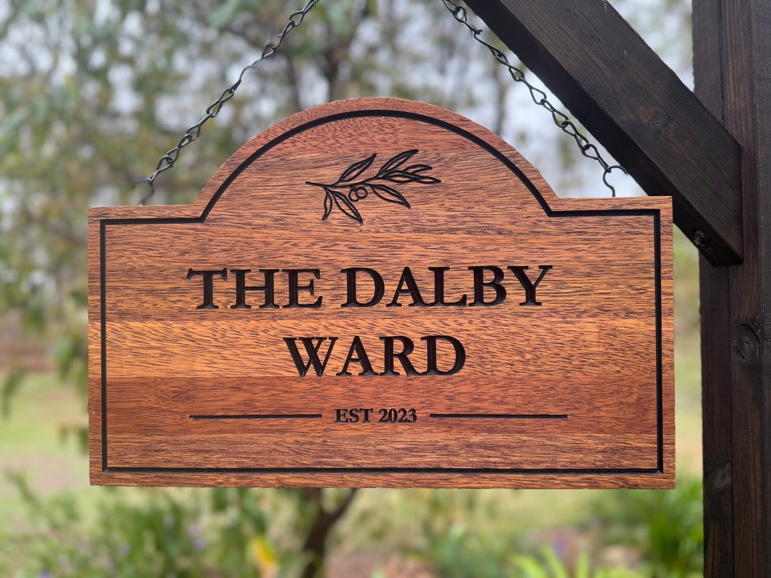 Custom Property Sign Dome 80cm hand Crafted Engraved Carved House Home ...