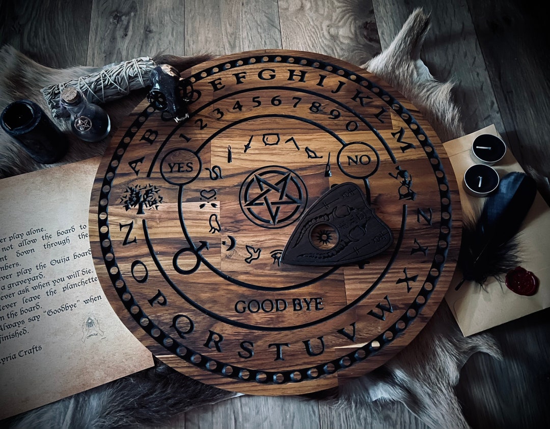 Round Ouija Talking Board Planchette Guide hand Crafted Spirit Talking ...