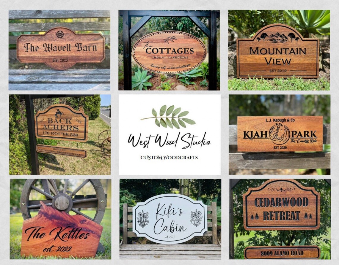 Custom 3D Wood Property Sign: Engraved Outdoor Business Sign, Handmade ...