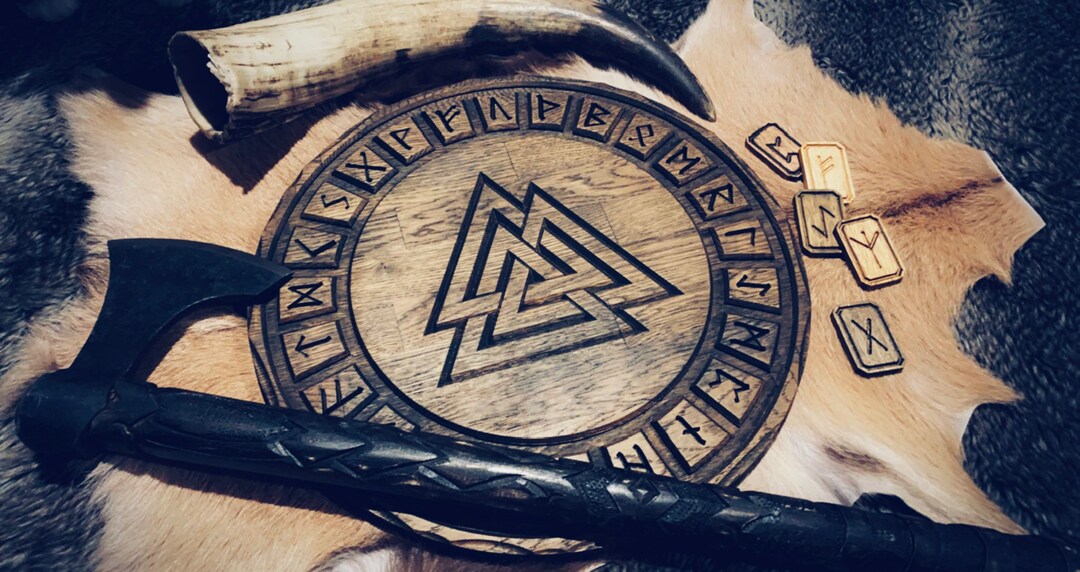 Norse Futhark Valknut Ritual Rune Tablet Viking Valhalla Engraved ...