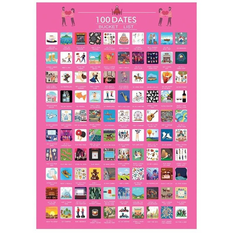 Scratch-off Poster, 100 Date Night Ideas for Couples, Creative & Fun ...