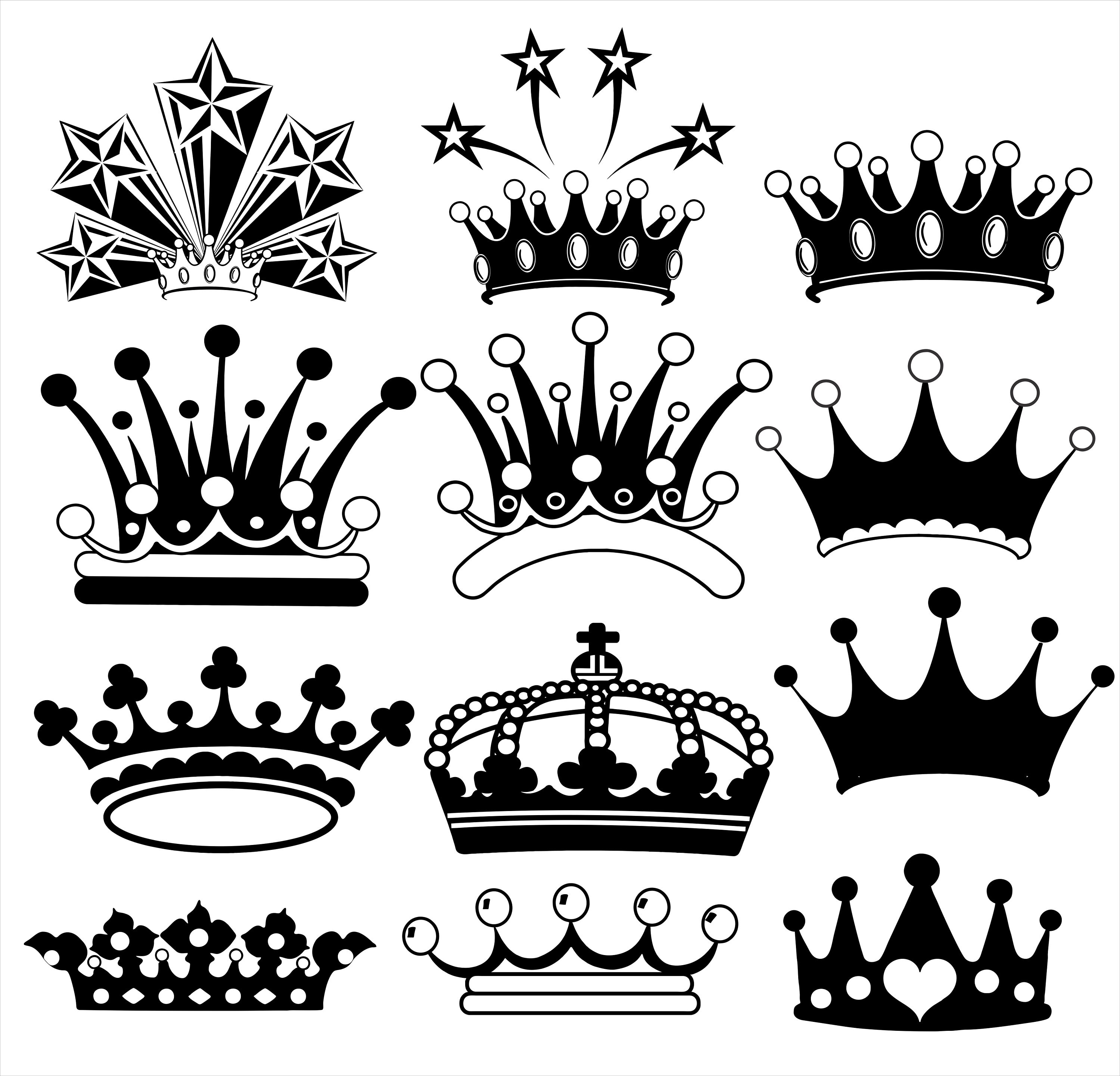 Crown Clip Art Dxf Svg Png Eps Jpg for Cutting, Clothing Imprint ...