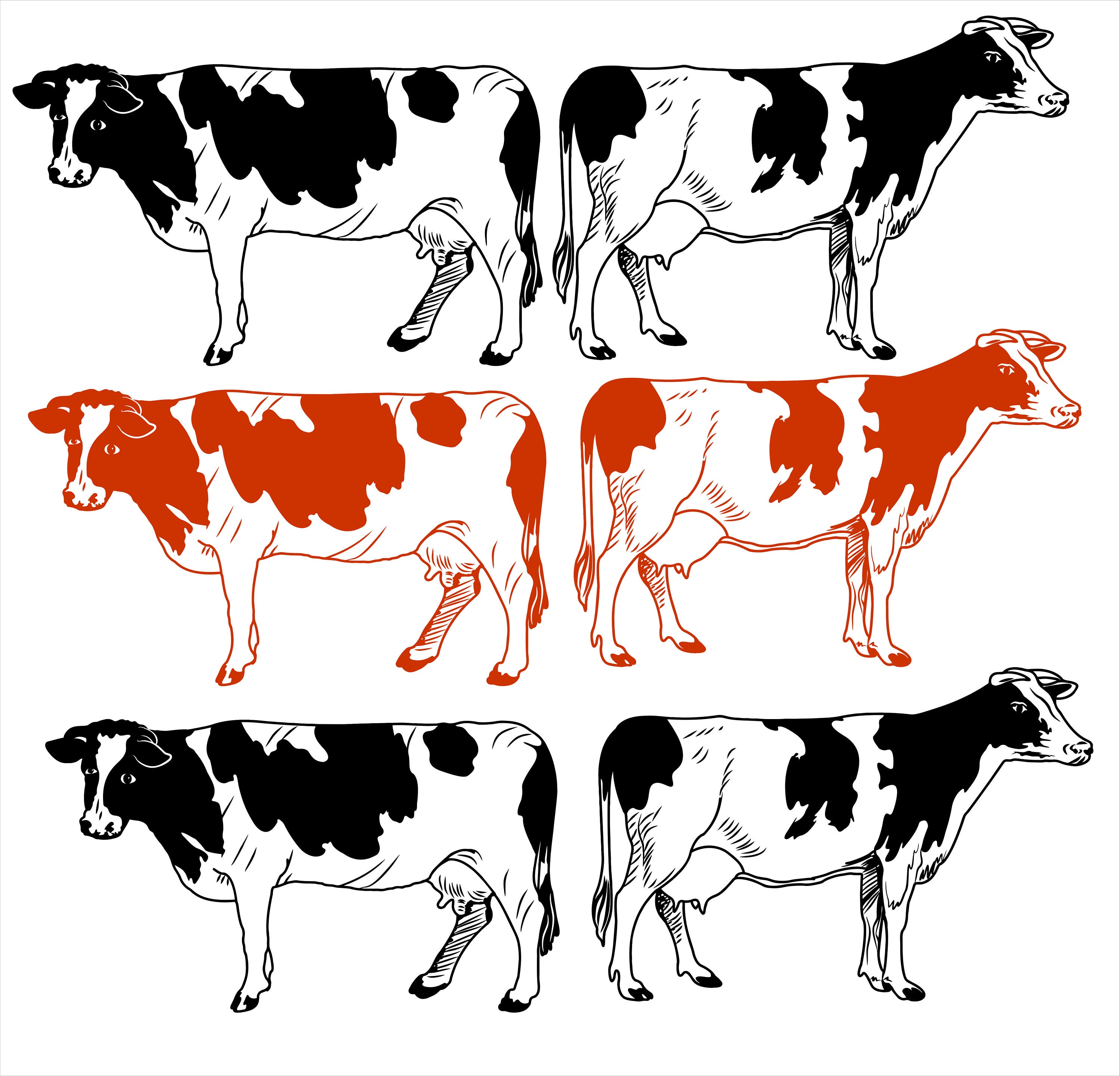 Cow Farm Clip Art Dxf Svg Png Eps Jpg for Cutting,shirt Design ...