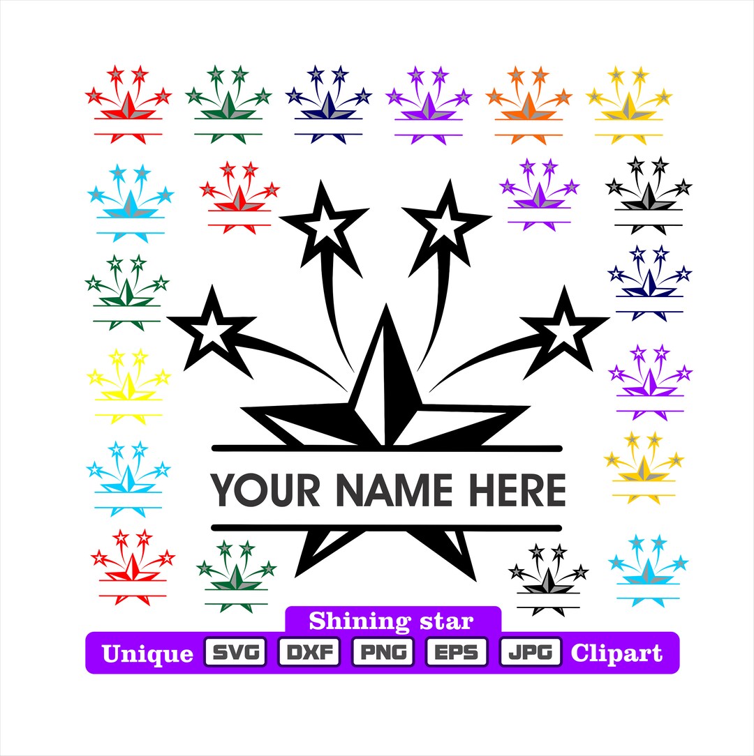 Unique Shining Star Artwork as Dxf-svg-png-eps-jpg Illustrations for ...