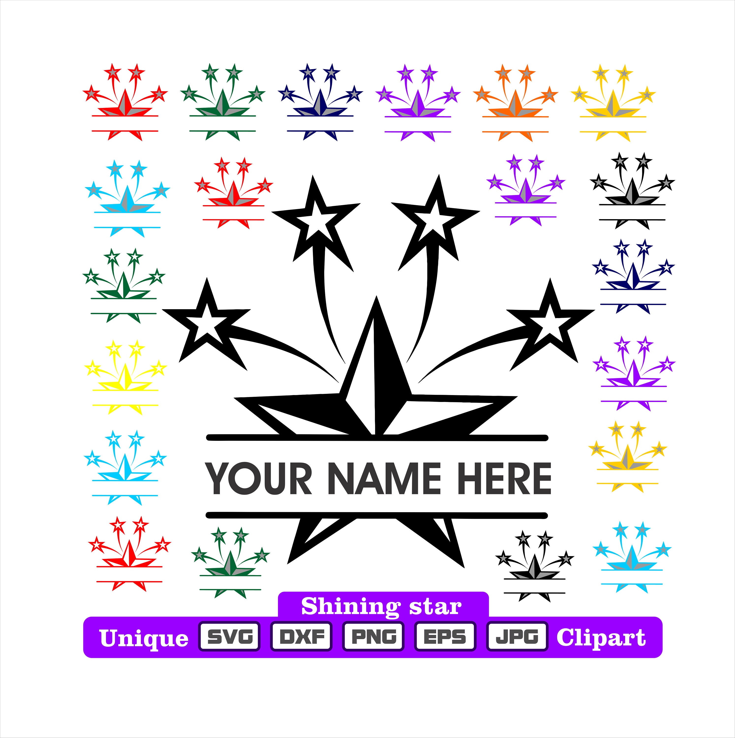Unique Shining Star Artwork as Dxf-svg-png-eps-jpg Illustrations for ...