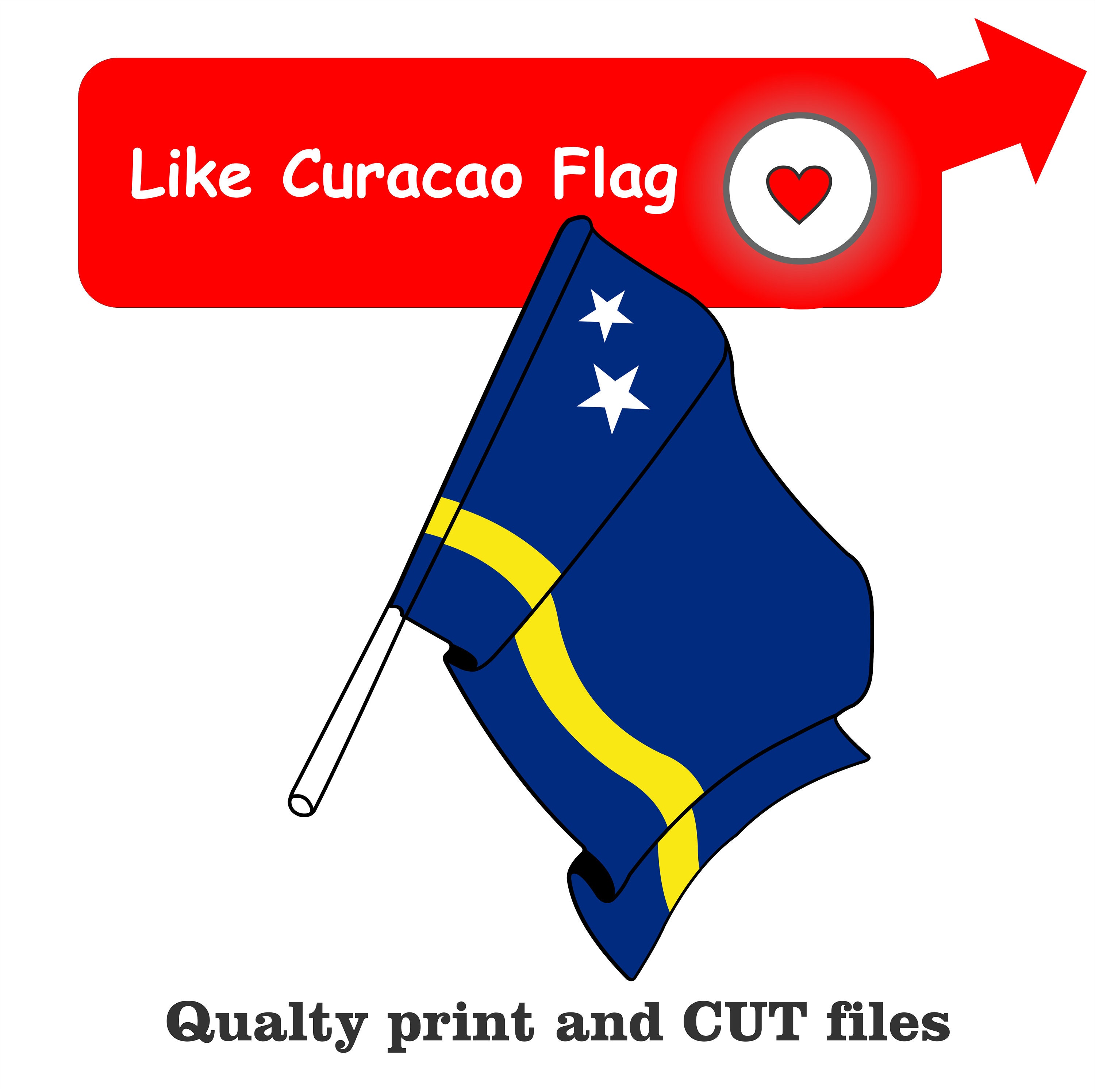 Flag and Cardio of Curacao in Dxf, Svg, Png, Eps and Jpg Files Unique ...