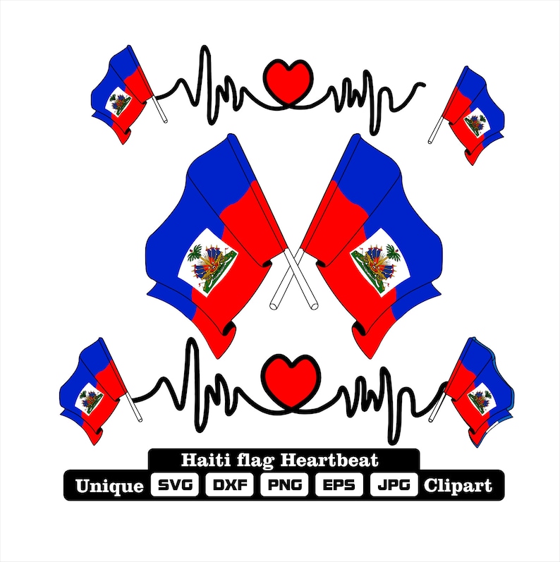 Flag and Cardio of Haiti in Dxf, Svg, Png, Eps and Jpg Files Unique ...