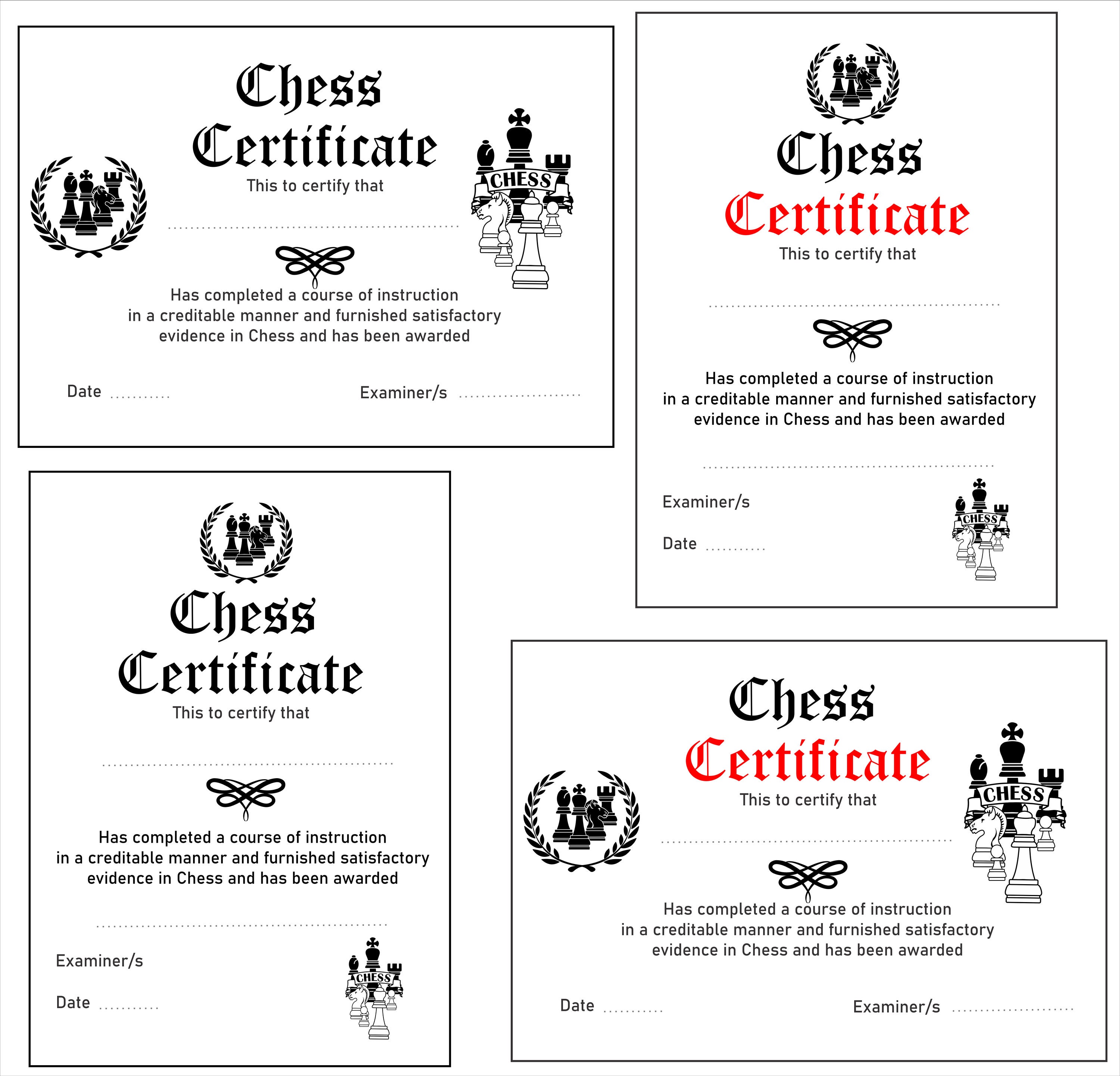 Unique Chess Certificates as Pdf-dxf-svg-png Files for Direct Printing ...