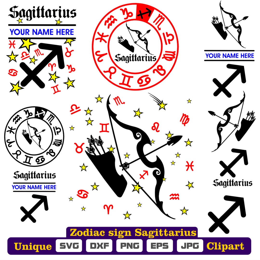 Zodiac Sign Sagittarius Clip Art Dxf Svg, Png,eps, Jpg, for Shirt ...