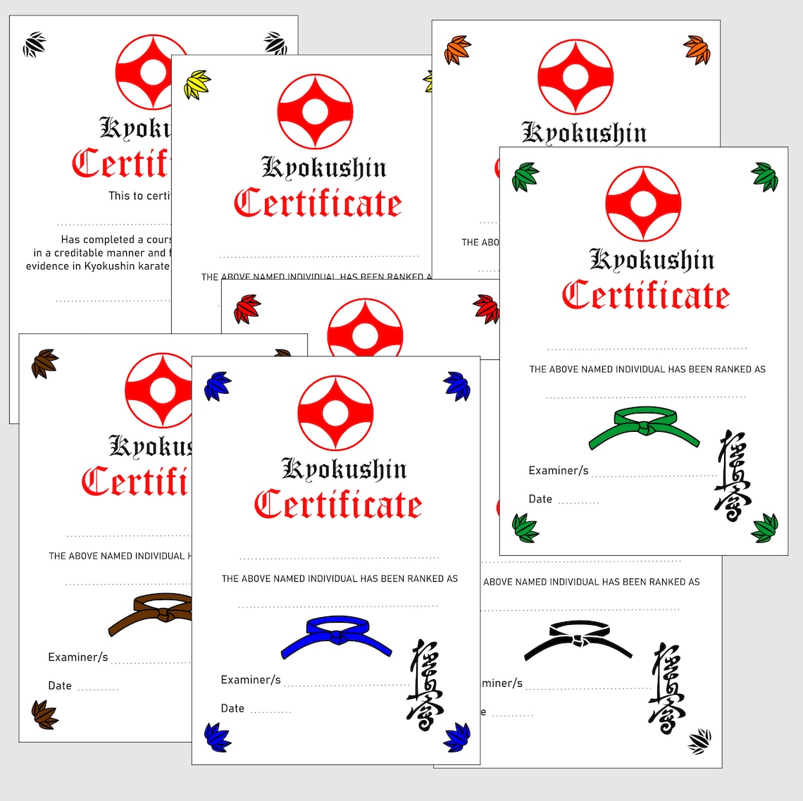 Kyokushin Karate Certificates and Awards Templates in PDF and PNG ...