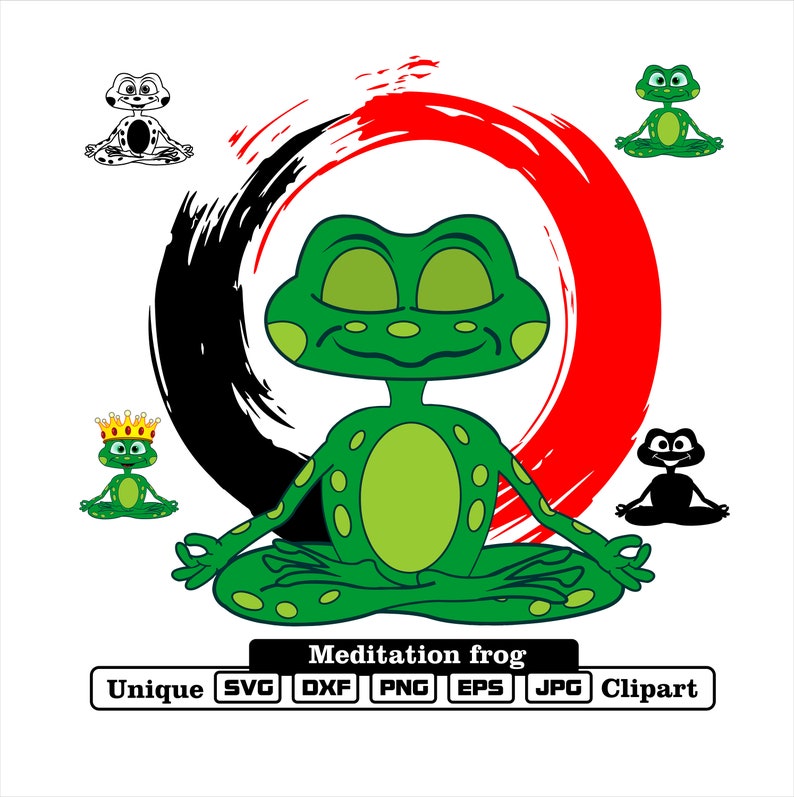 Meditation Frog Clip Art Dxf Svg Png Eps Jpg for Cutting, Clothing ...
