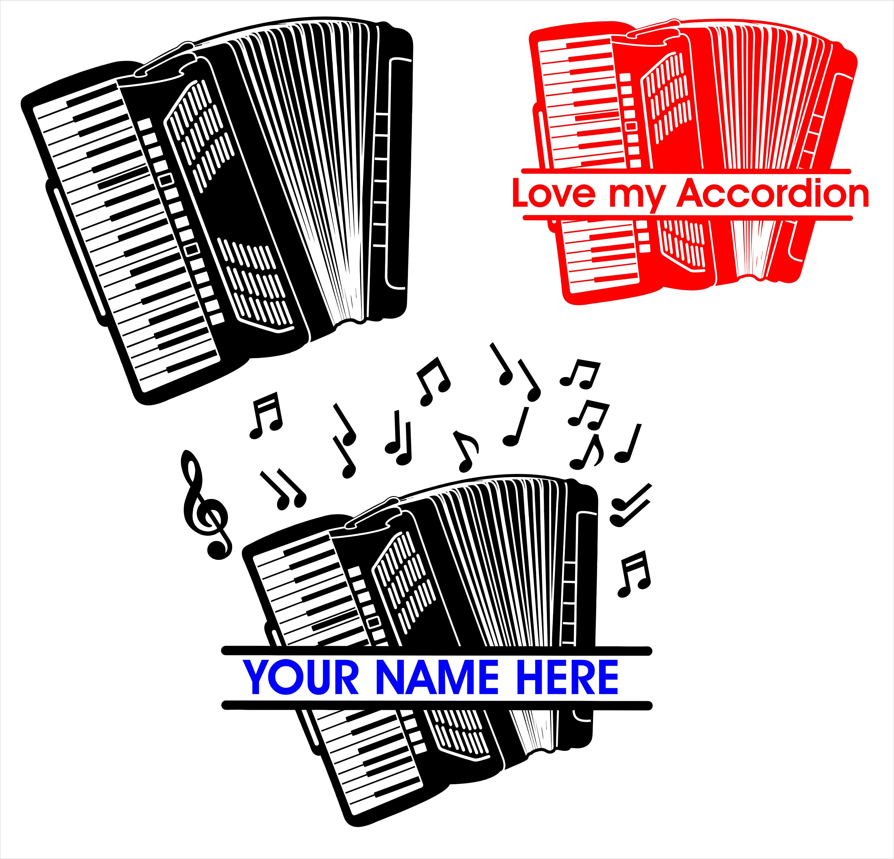 Accordion Clip Art Dxf Svg Png Eps Jpg for Cutting,shirt Design ...