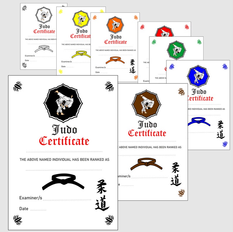 Judo Certificates and Awards Templates in PDF and PNG. Reward Those Who ...