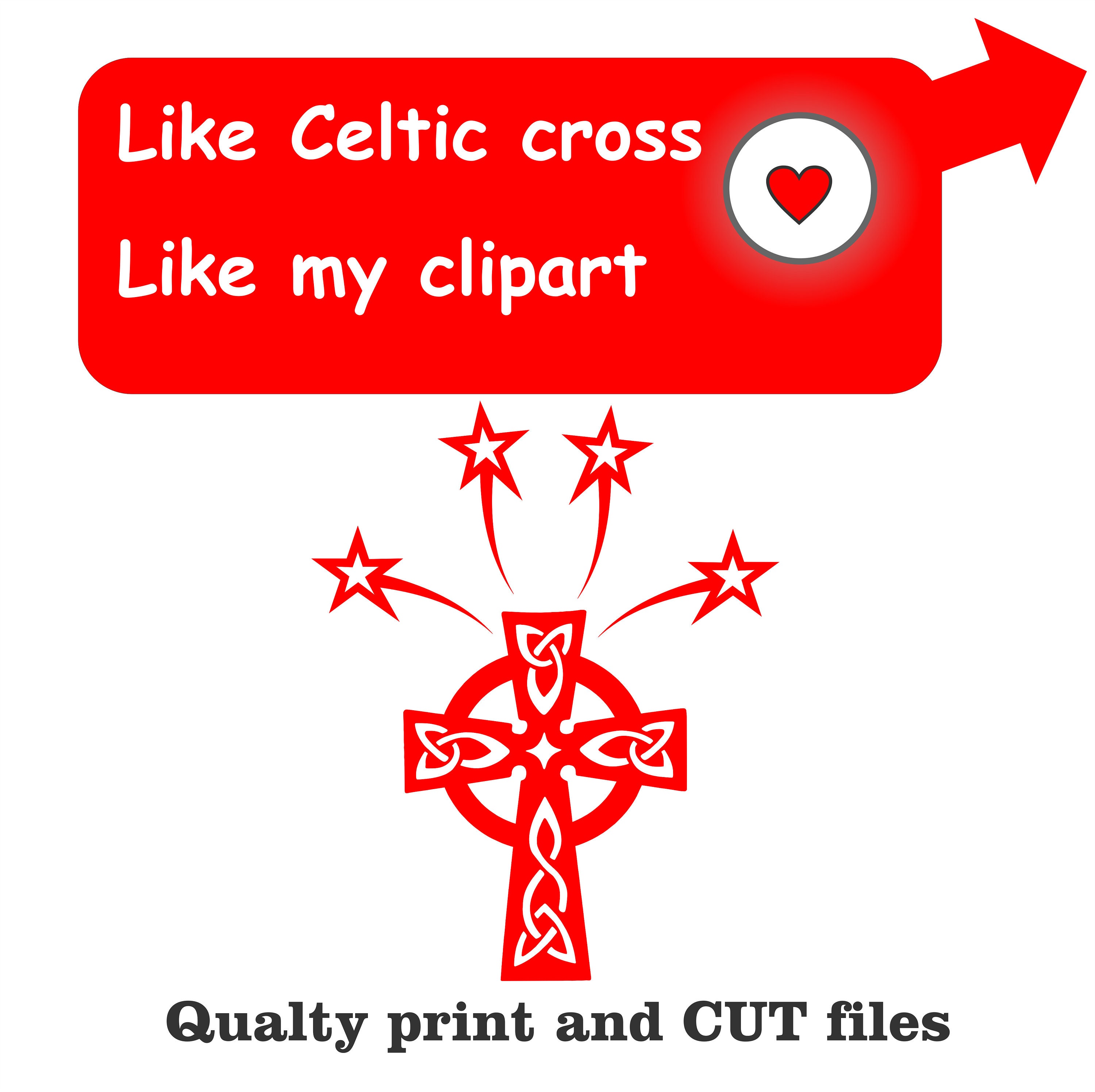 Celtic Cross Clip Art Dxf Svg Png Eps Jpg for Cutting, Clothing Imprint ...