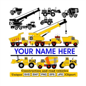 Construction and Road Vehicles Clip Art Dxf Svg Png Eps Jpg for Cutting ...