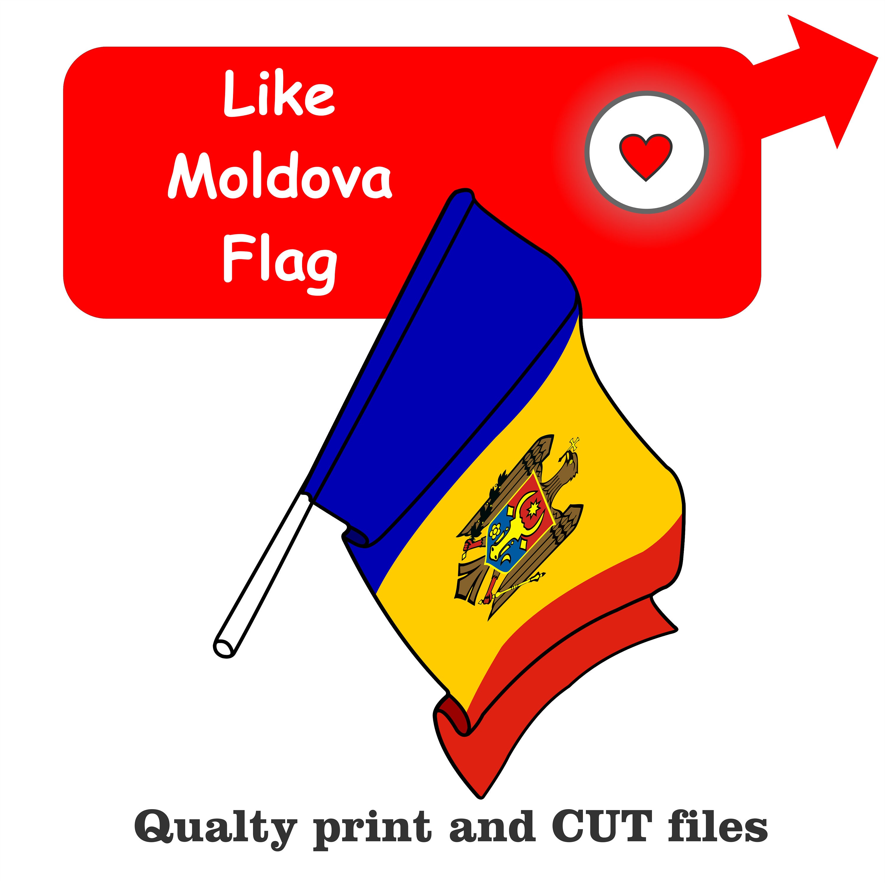 Flag and Cardio of Moldova in Dxf, Svg, Png, Eps and Jpg Files Unique ...
