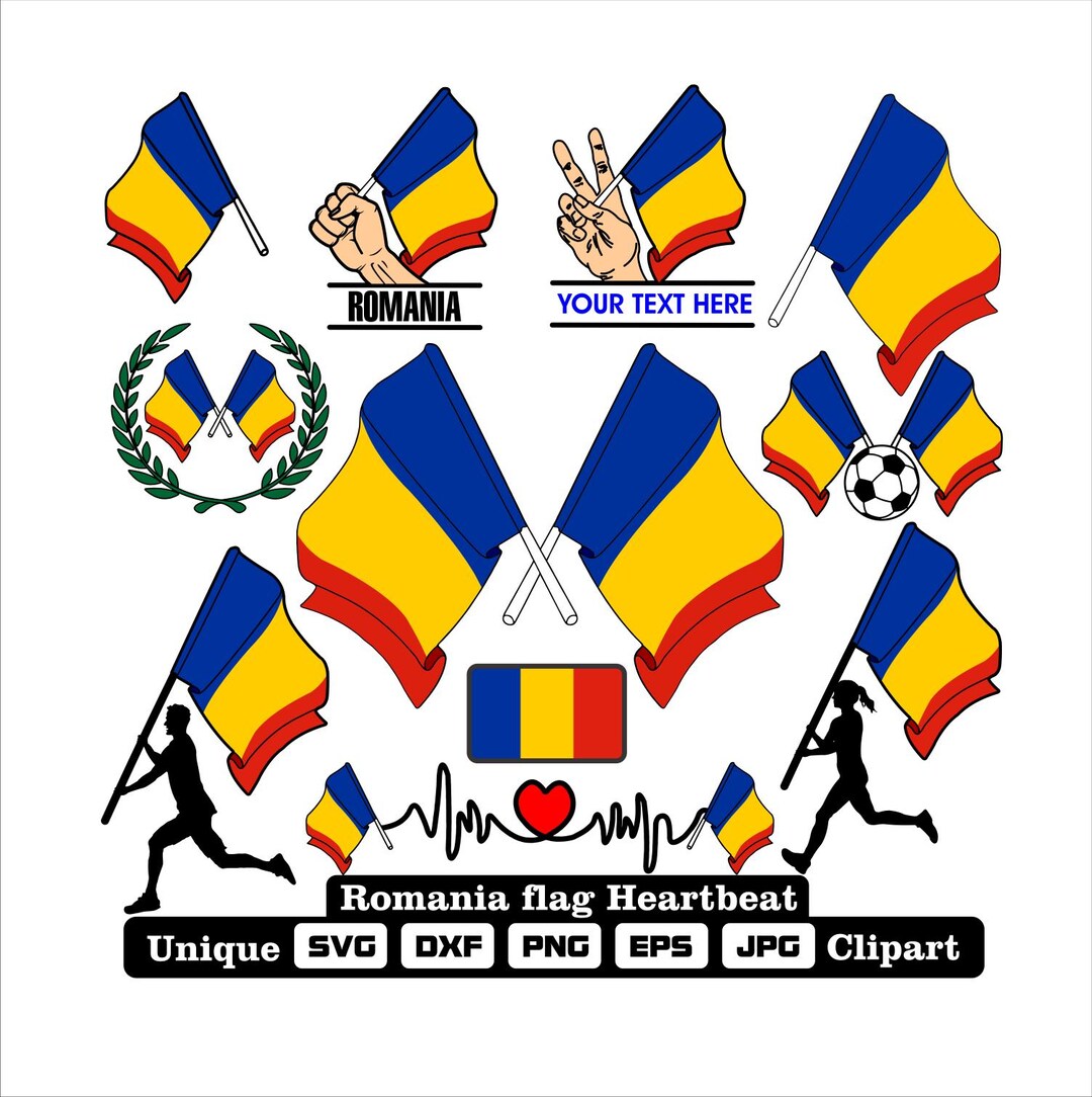 Flag and Cardio of Romania in Dxf, Svg, Png, Eps and Jpg Files Unique ...
