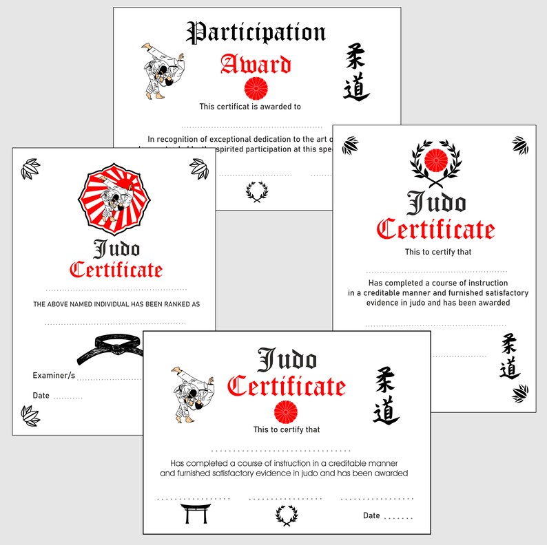 Judo Certificates and Awards Templates in PDF and PNG. Reward Those Who ...