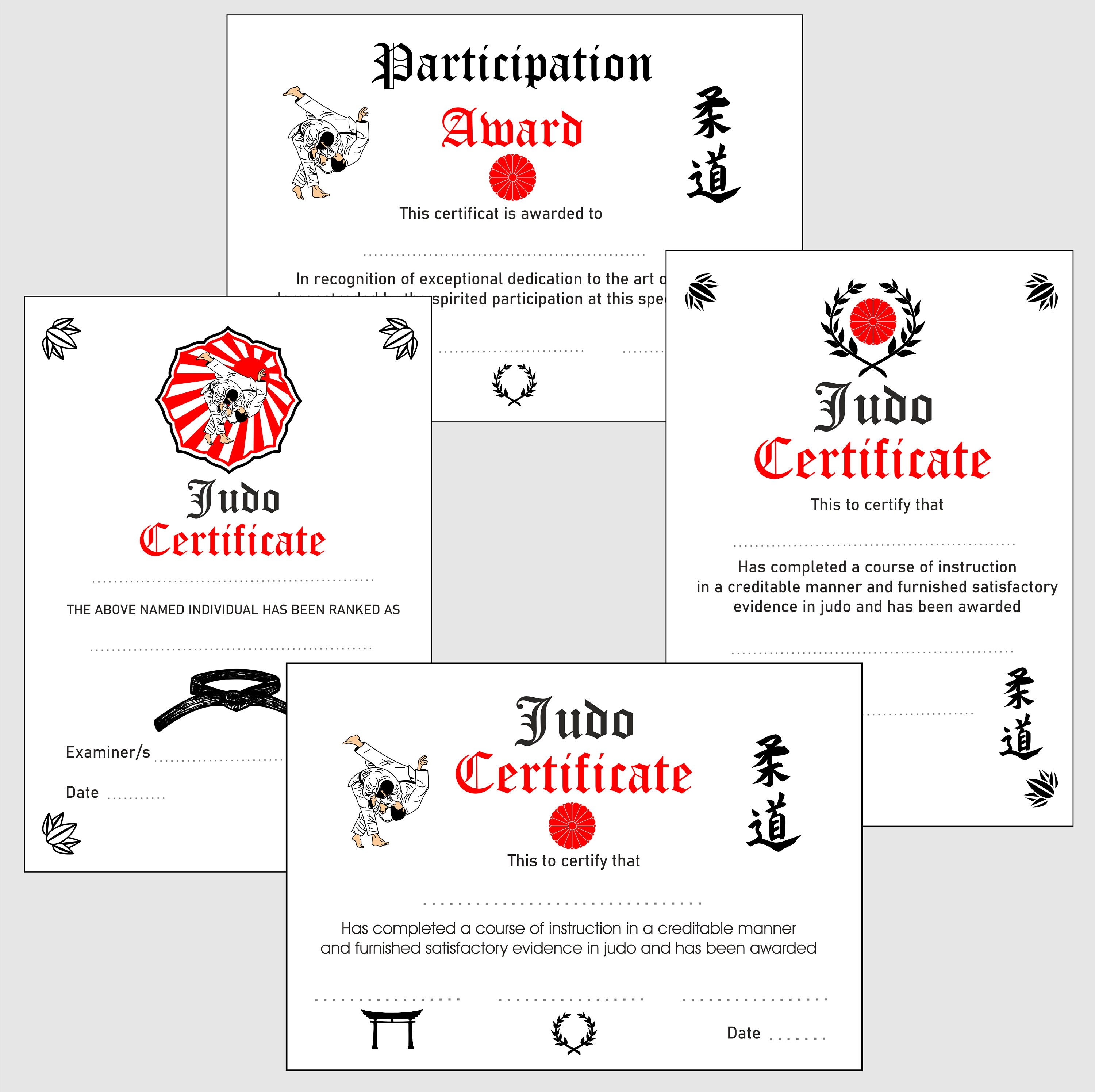 Judo Certificates and Awards Templates in PDF and PNG. Reward Those Who ...