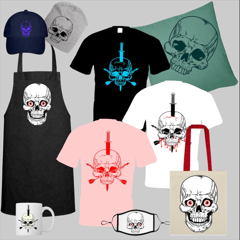 Death's Head Skull Clip Art Dxf Svg Png Eps Jpg for Cutting,shirt ...