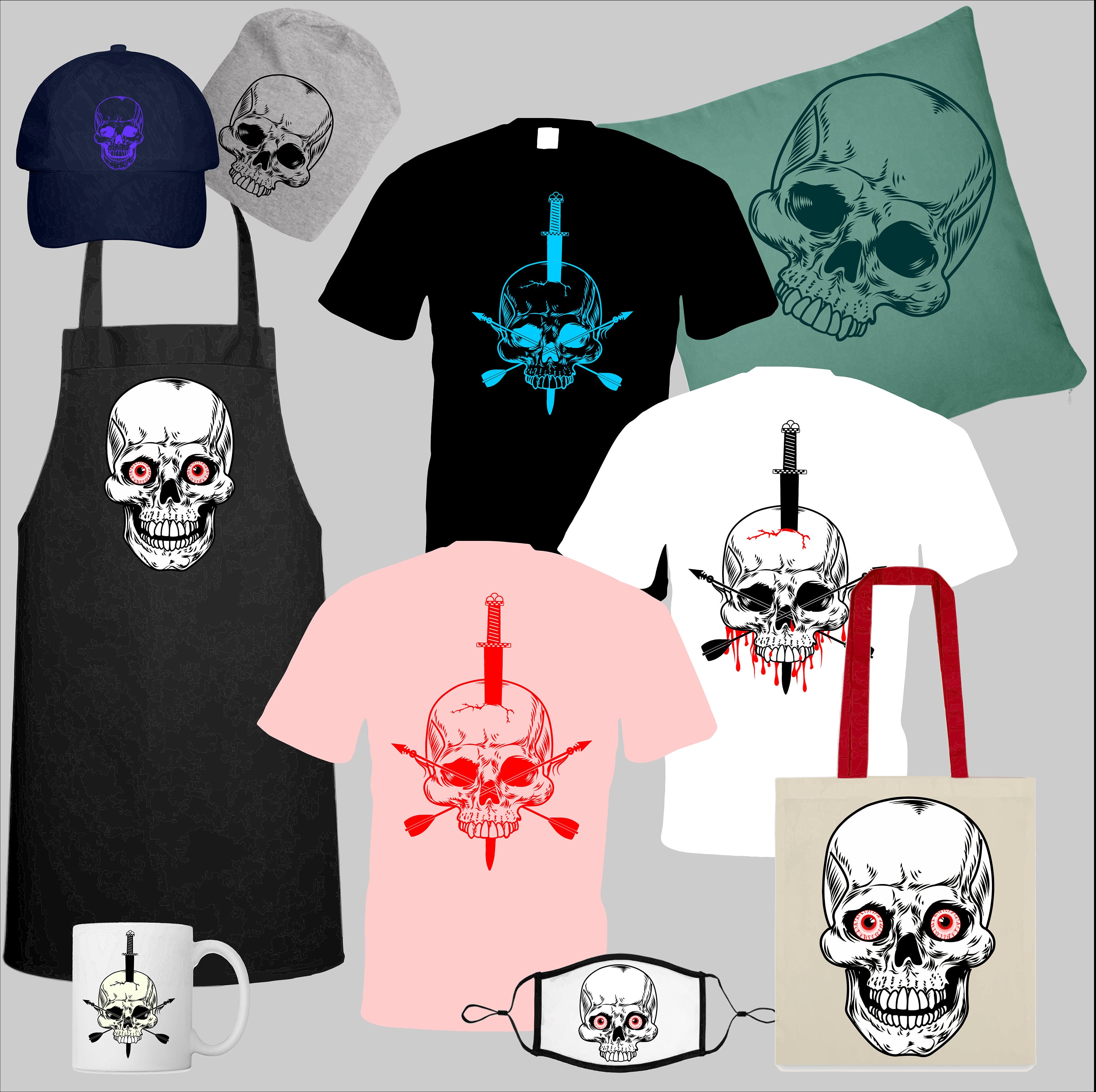 Death's Head Skull Clip Art Dxf Svg Png Eps Jpg for Cutting,shirt ...