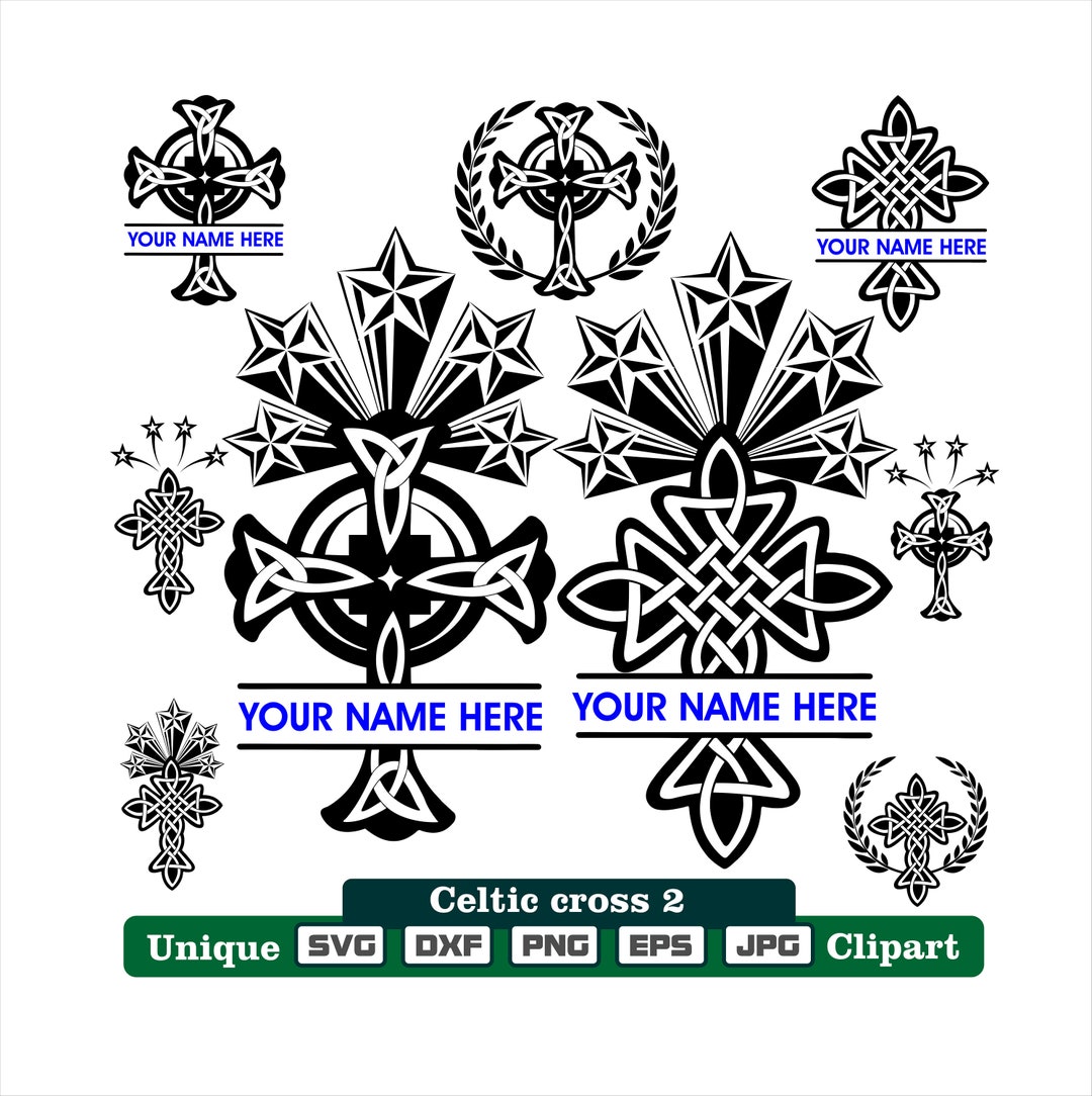 Celtic Cross N0.2 Clip Art Dxf Svg Png Eps Jpg for Cutting, Clothing ...