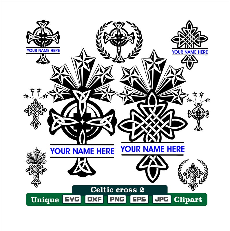 Celtic Cross N0.2 Clip Art Dxf Svg Png Eps Jpg for Cutting, Clothing ...