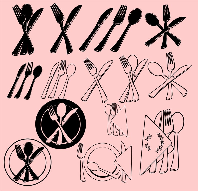 Unique Cutlery Artwork as Dxf-svg-png-eps-jpg Illustrations Unique ...