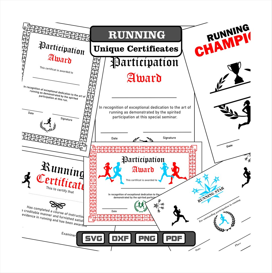 Unique Running Certificates as Pdf-dxf-svg-png Files for Direct ...